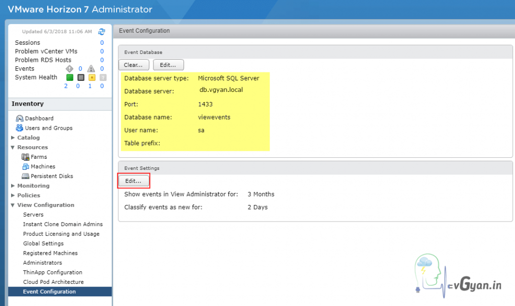 Horizon View 7.5 : Add View Licence, Event Database and vCenter Part-12 ...